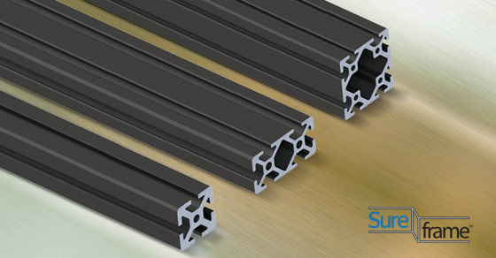 SureFrame Black Anodized T-slotted Rails from AutomationDirect