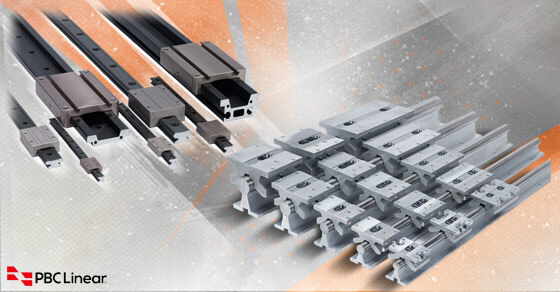 PBC Linear Guide Tracks with Slides & Roller Pillow Block Bearings